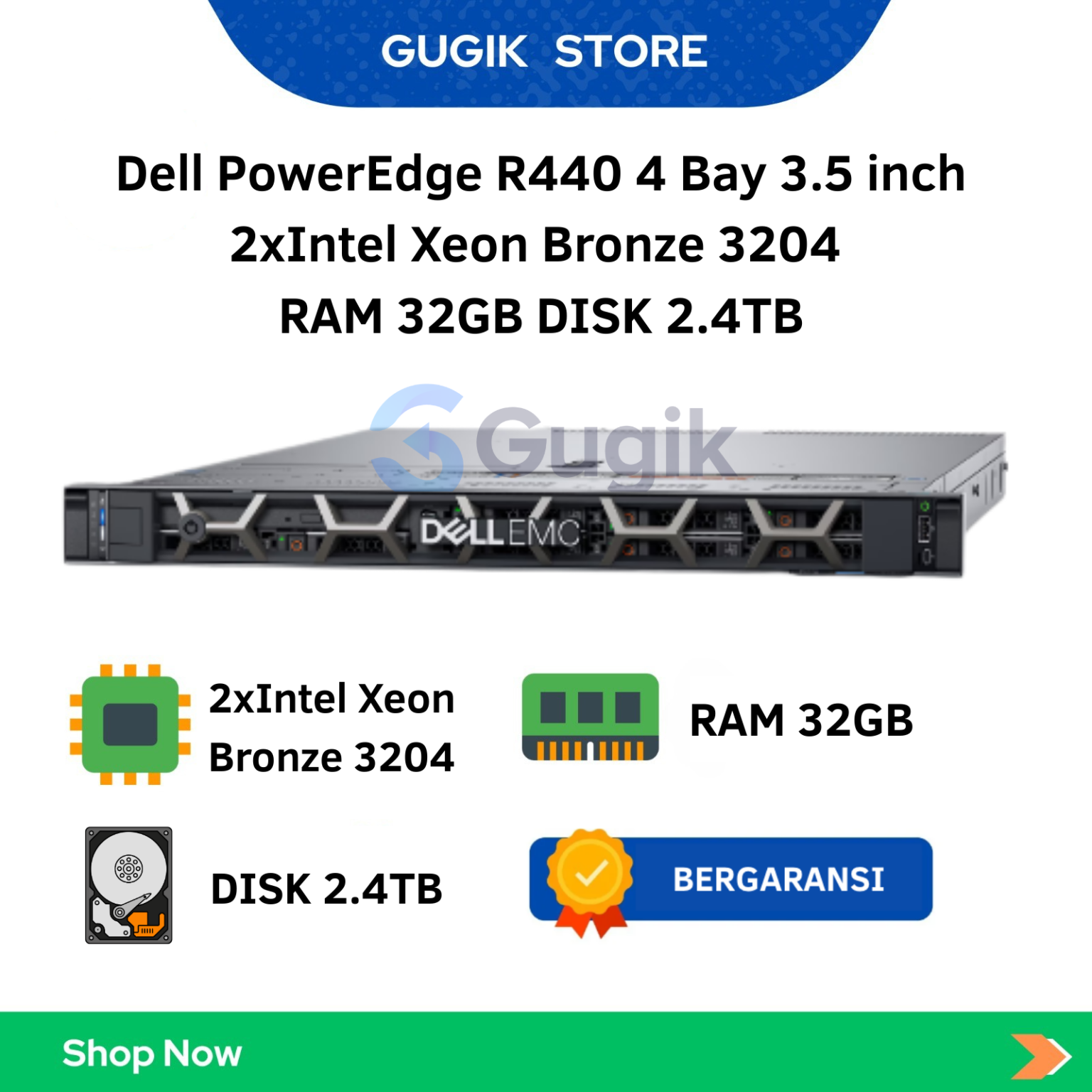 Dell PowerEdge R440 4 Bay 3.5 inch 2xIntel Xeon Bronze 3204 RAM 32GB ...